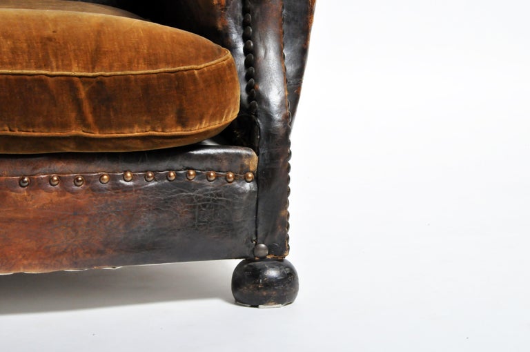 French Brass-Studded Leather Chair at 1stDibs | leather studded chairs ...