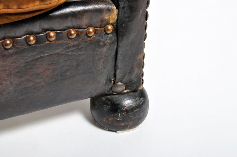 French Brass-Studded Leather Chair at 1stDibs | leather studded chairs ...