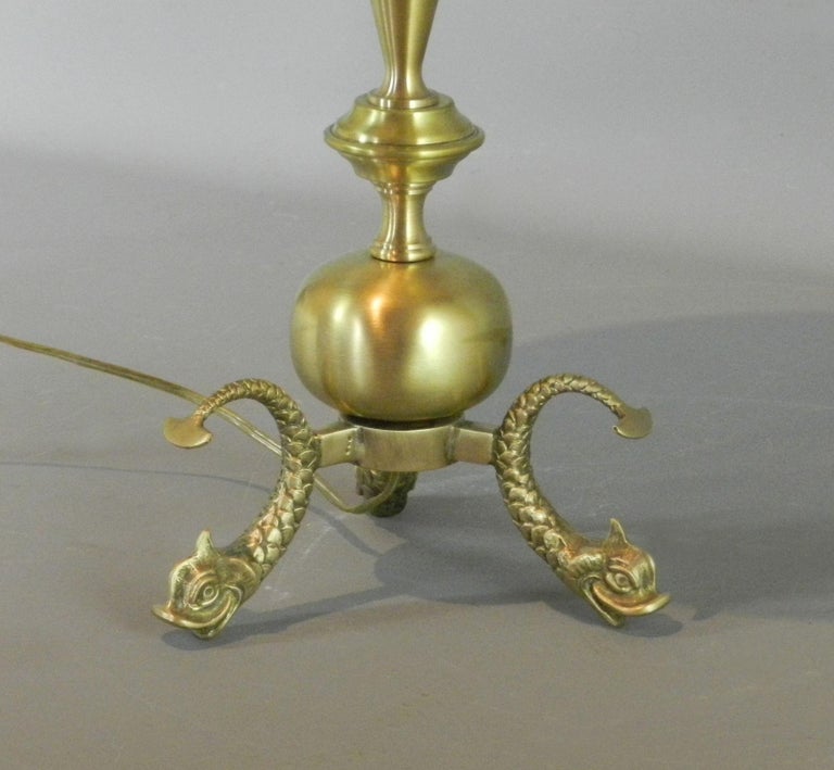 French Brass Table Lamp with Serpent Feet For Sale at 1stDibs