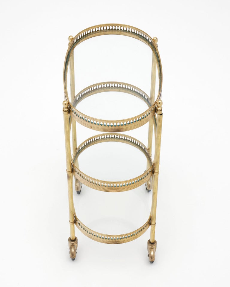 French Brass Three Tiered Bar Cart at 1stDibs