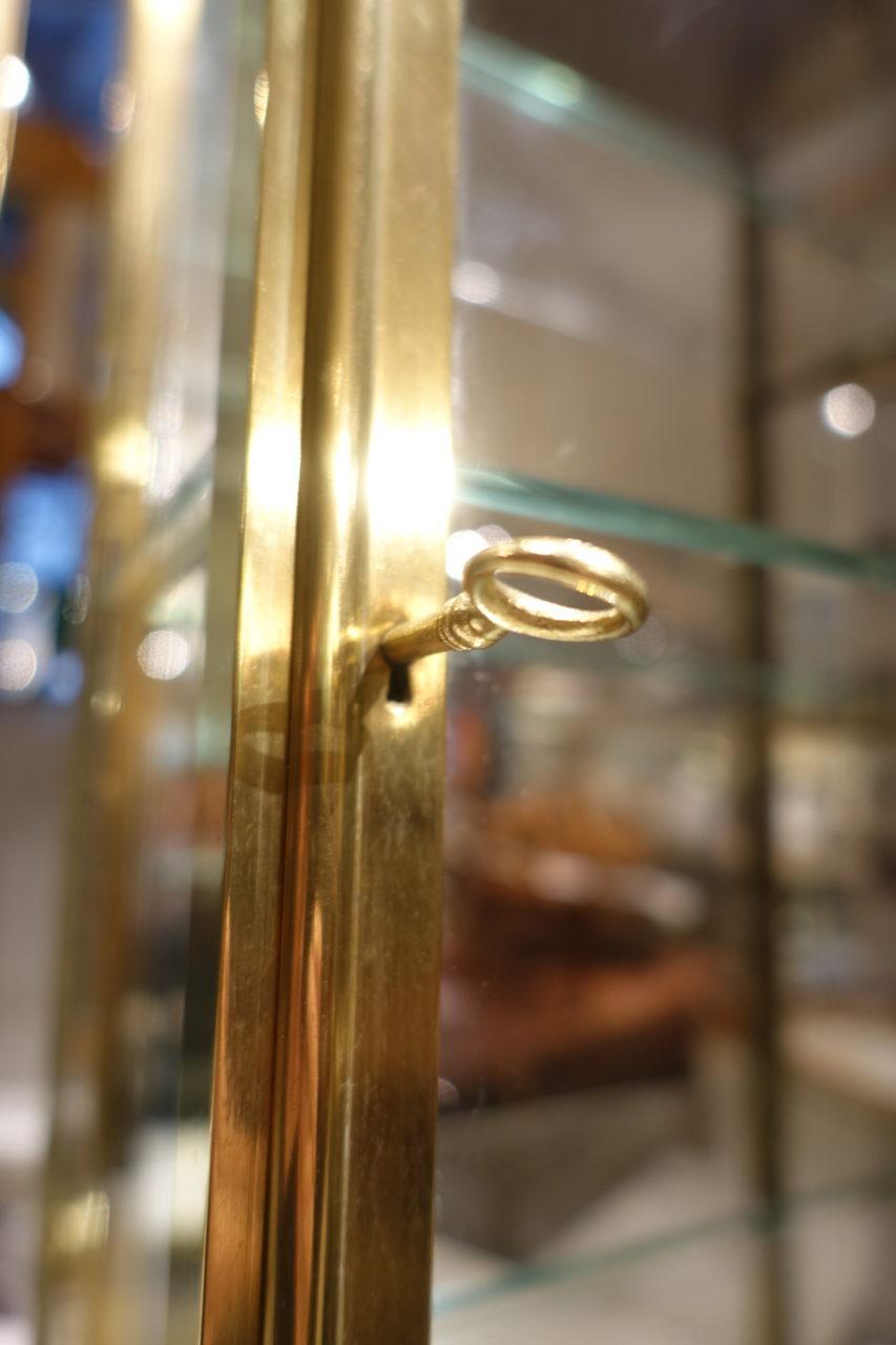 French Brass Wall Display Cabinet, Early 1900s at 1stDibs