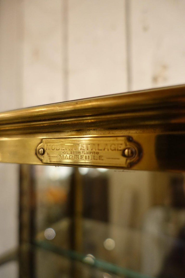 French Brass Wall Display Cabinet, Early 20th Century at 1stDibs