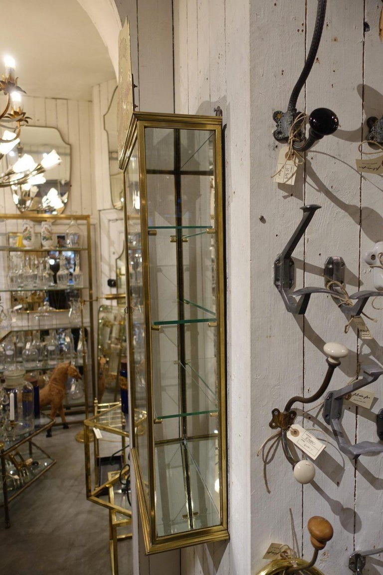 French Brass Wall Display Cabinet, Early 20th Century at 1stDibs