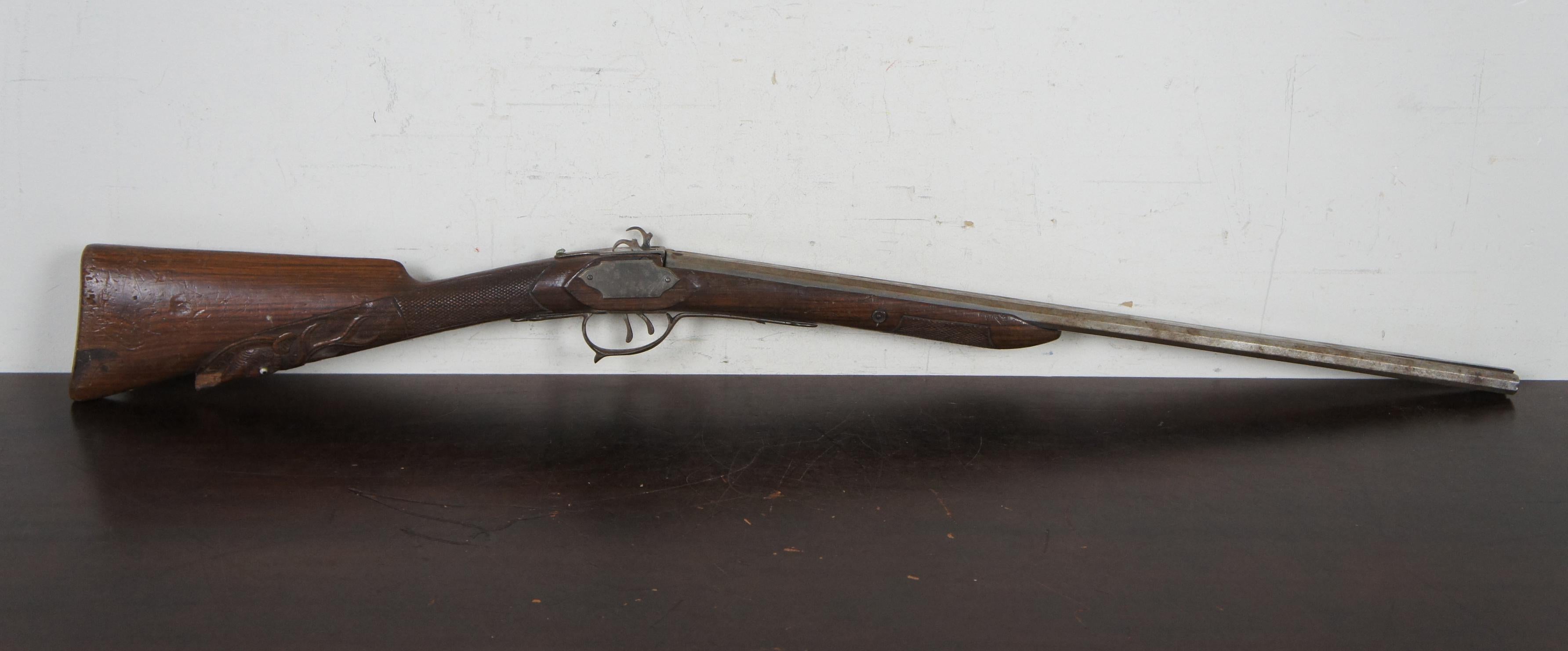 French Brevete Double Barrel Shotgun Stag Carved For Sale at 1stDibs ...