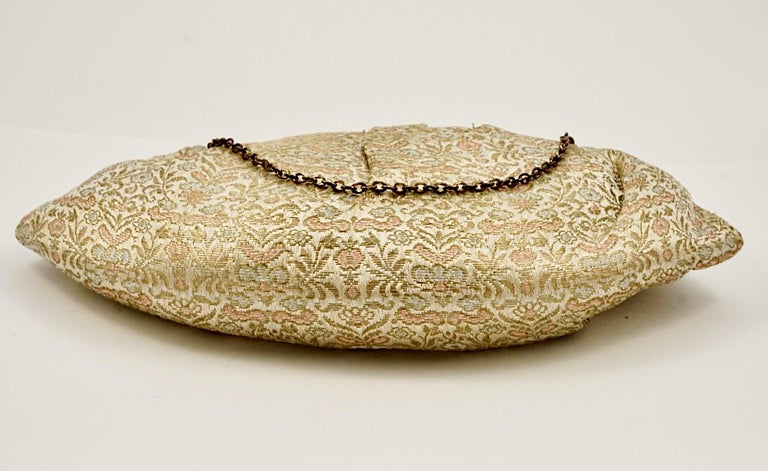 French Brocade and Faux Pearl Bag with Gold Plated Fittings For Sale at ...