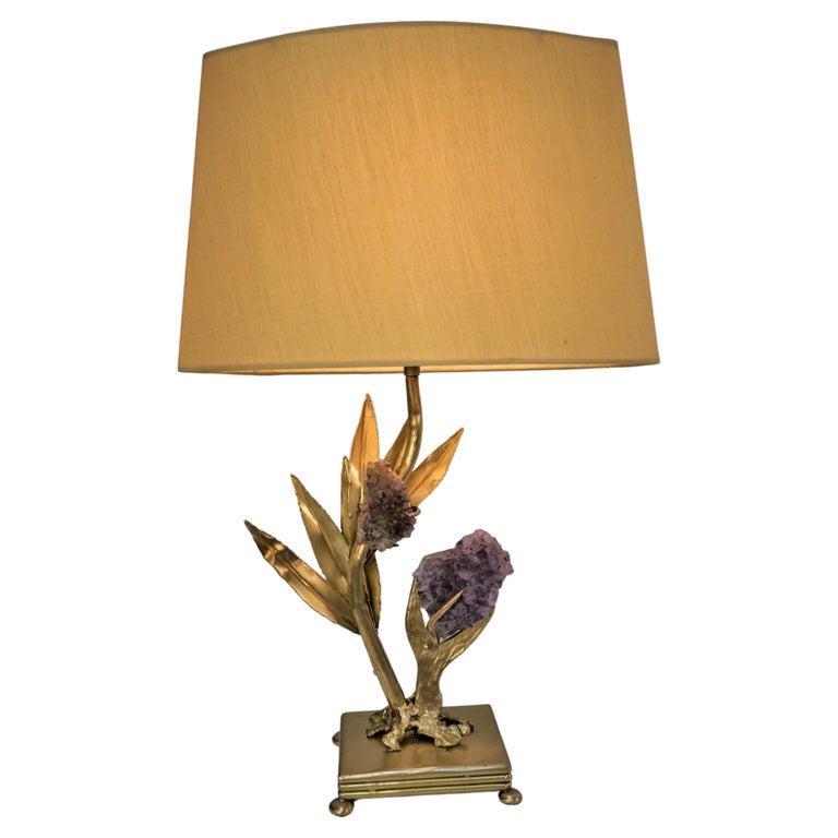 French Bronze Amytas Quartz Sculpture Table Lamp For Sale at 1stDibs