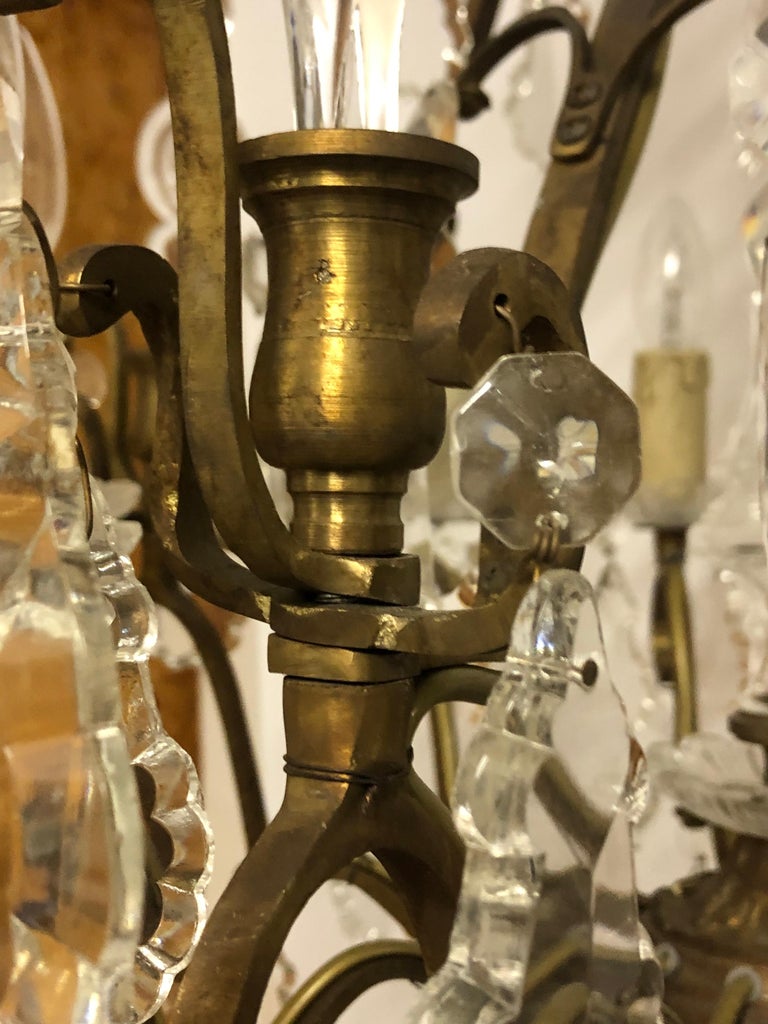 French Bronze and Crystal Chandelier For Sale at 1stDibs