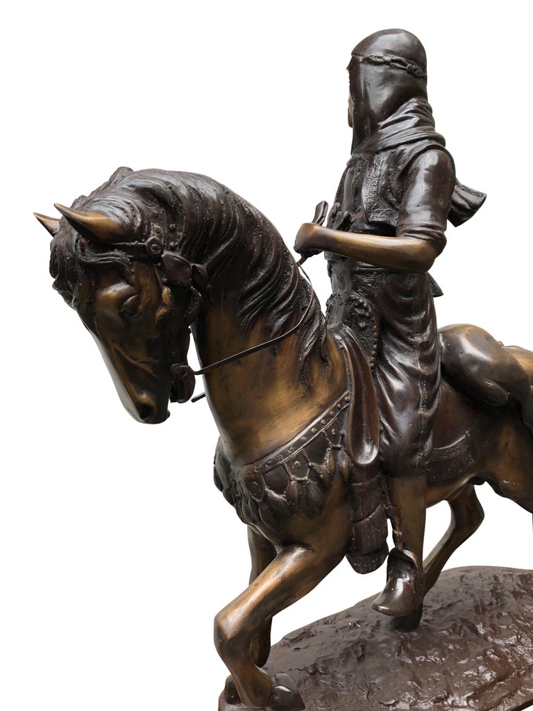 French Bronze Arab on Horseback Orientalist Statue by Barye, 20th ...