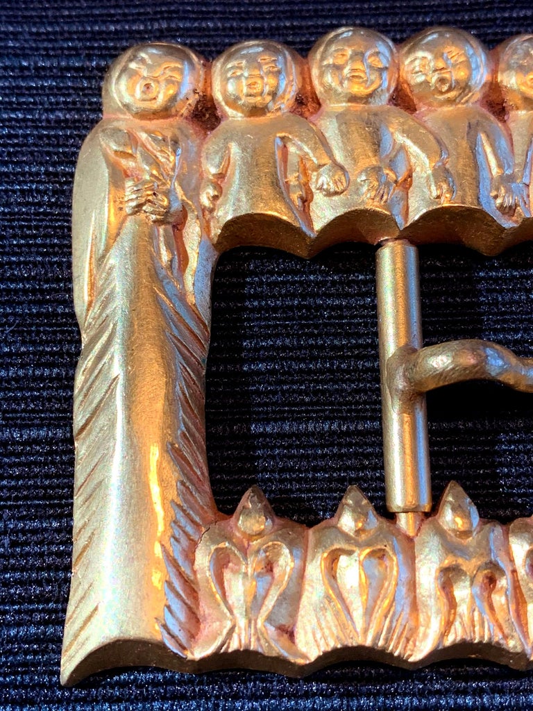 French Bronze Art Buckle Line Vautrin For Sale at 1stDibs