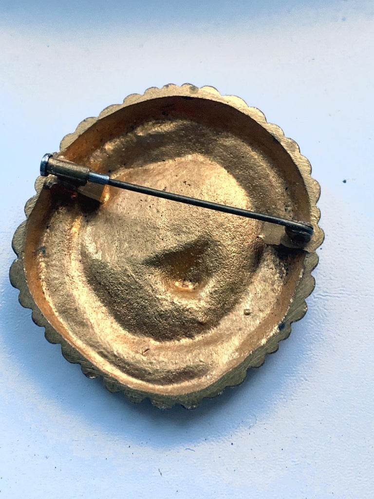 French Bronze Enameled Brooch Line Vautrin at 1stDibs