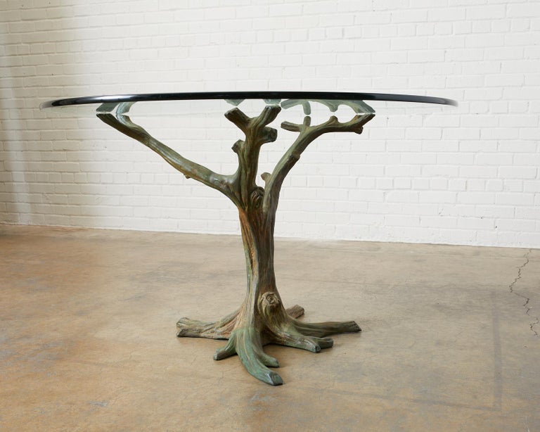 French Bronze Faux Bois Tree Sculpture Dining Table at 1stDibs