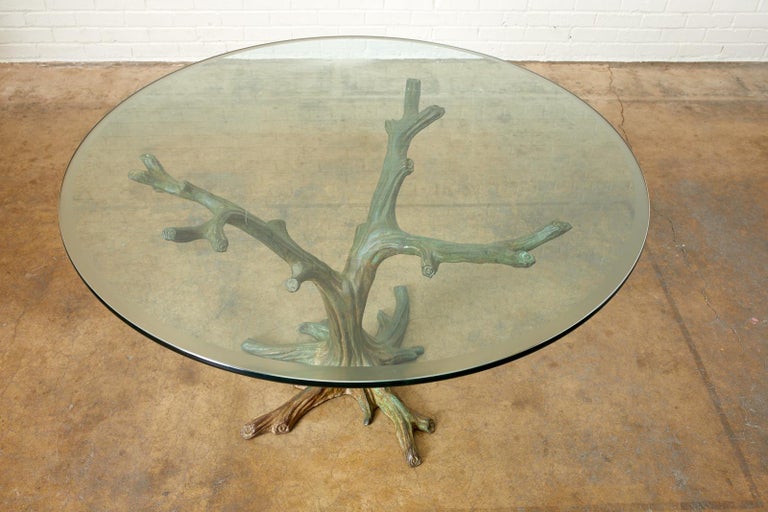 French Bronze Faux Bois Tree Sculpture Dining Table at 1stDibs