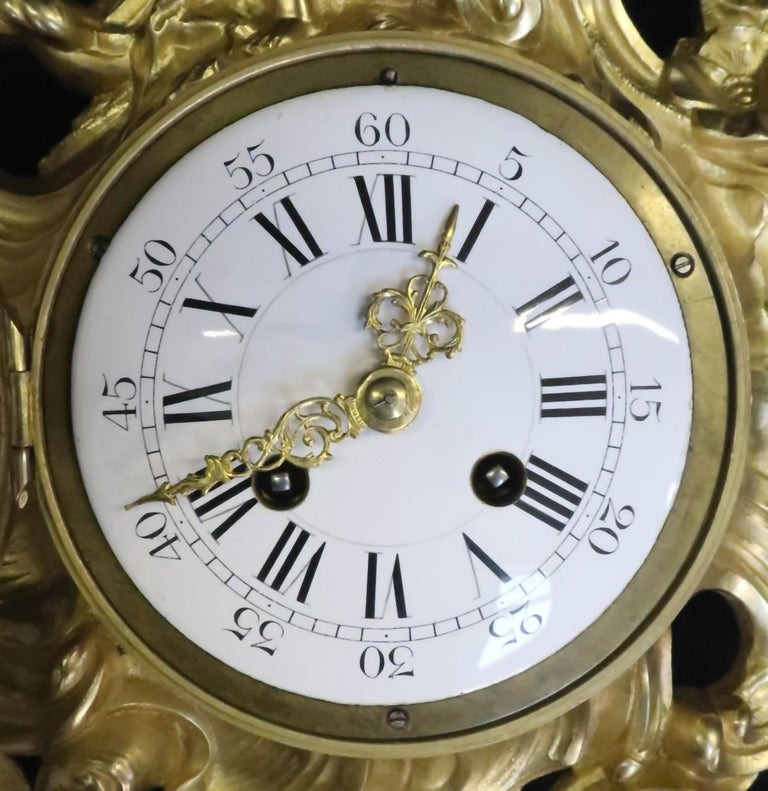 French Bronze Gilt Rococo Style Cartel Wall Clock by Japy Freres at 1stDibs