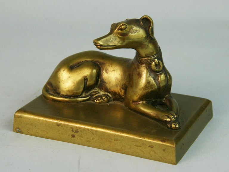 French Bronze Greyhound Dog Sculpture For Sale at 1stDibs