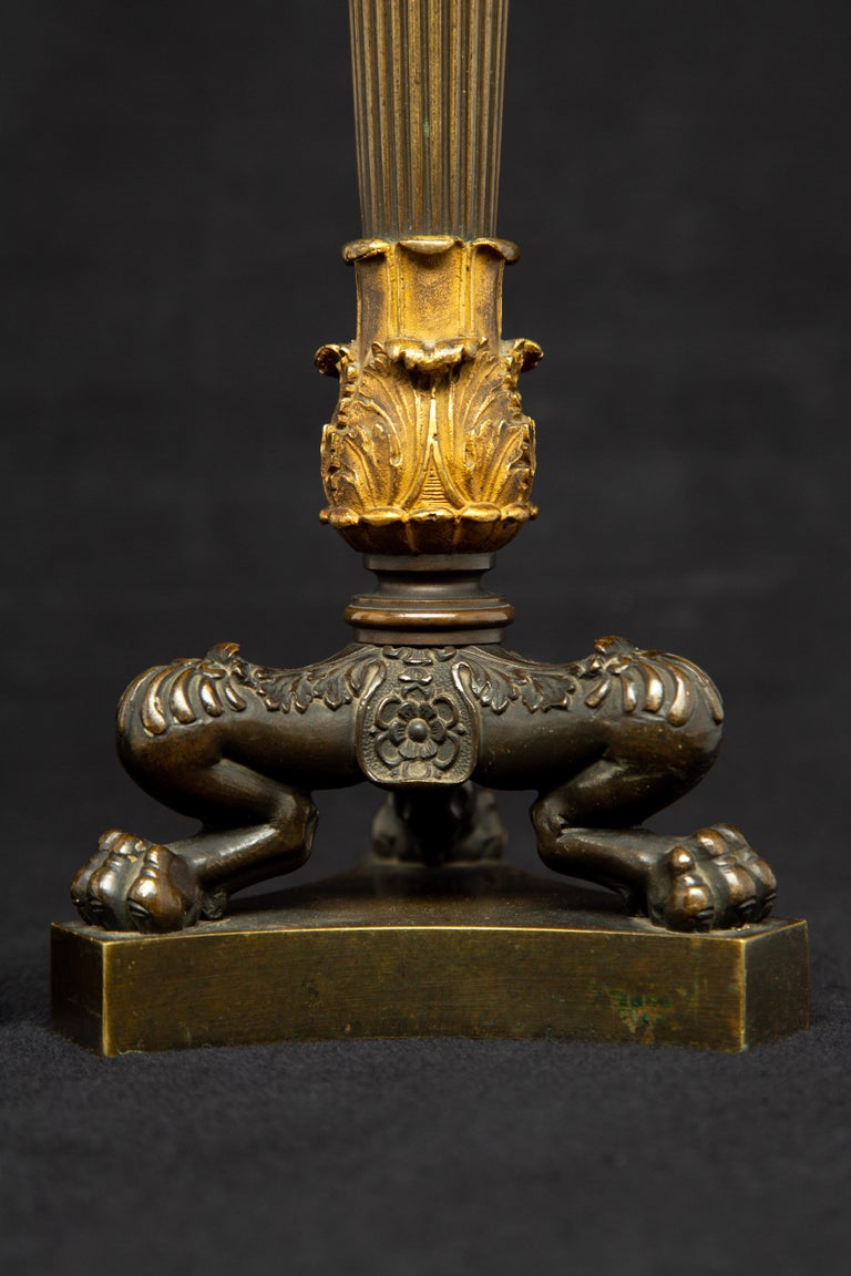19th Century French Bronze Lions Paw Candle Sticks, Pair For Sale at ...