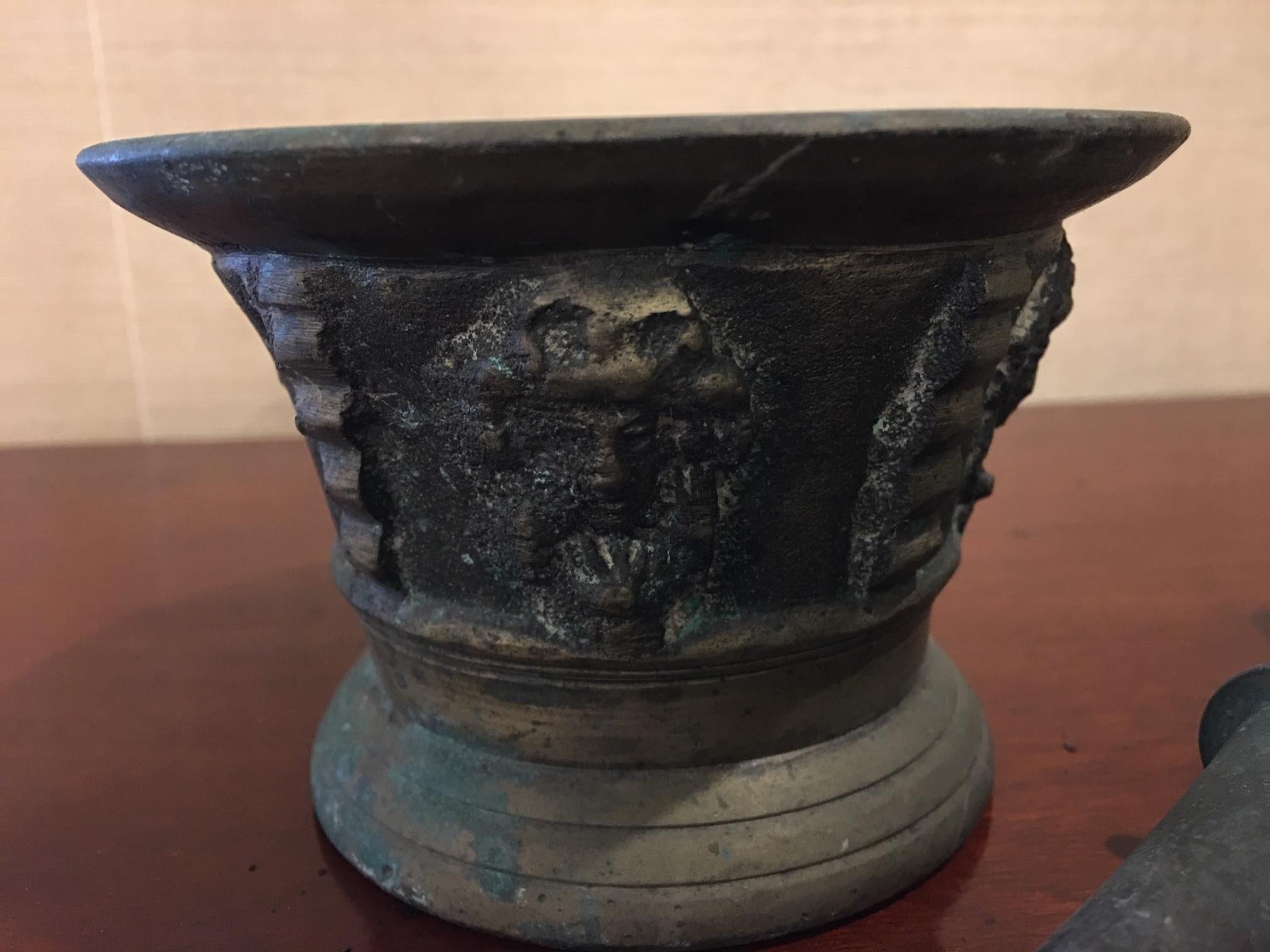 French Bronze Mortar and Pestle, Original Patina, Early 19th Century at ...