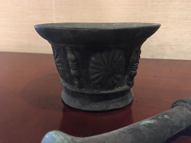 French Bronze Mortar and Pestle, Original Patina, Early 19th Century at ...