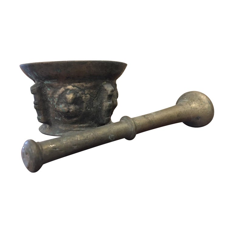 French Bronze Mortar and Pestle, Original Patina, Early 19th Century at ...