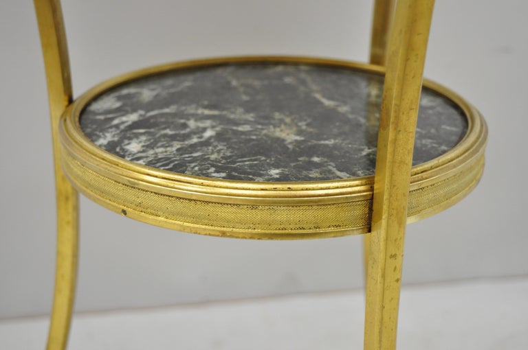 French Bronze Neoclassical Round Green Marble Top Gueridon Centre Lamp ...