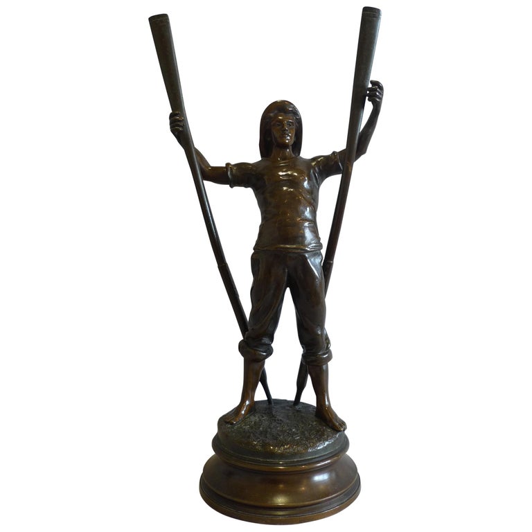 French Bronze of a Young Lifeboatman or Gig Rower Signed Antoine Bofill ...