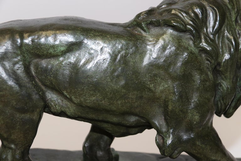 French Bronze Sculpture of a Powerful Hunting Lion, Signed Vidal, circa ...