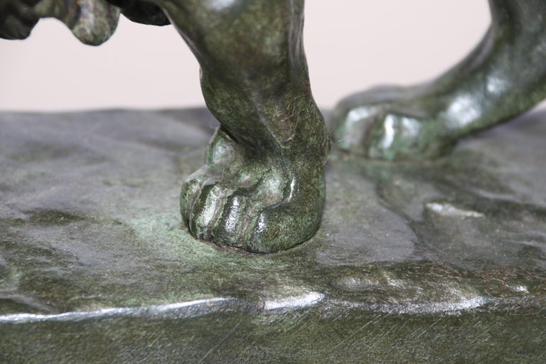 French Bronze Sculpture of a Powerful Hunting Lion, Signed Vidal, circa ...
