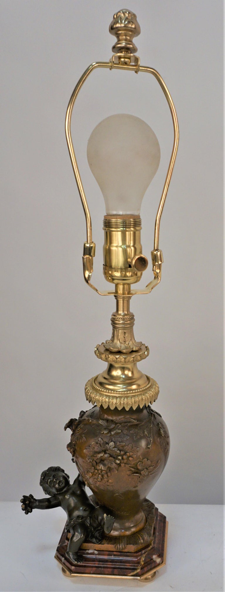 French, Bronze Sculpture Table Lamp by Auguste Moreau For Sale at 1stDibs