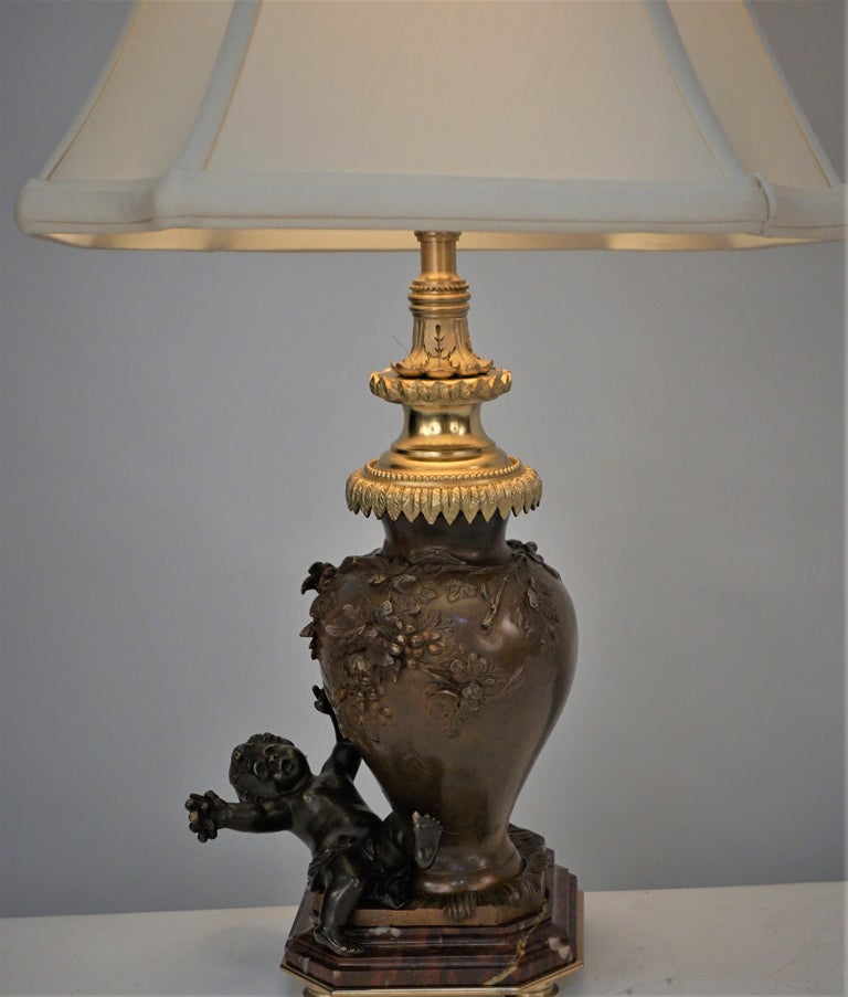 French, Bronze Sculpture Table Lamp by Auguste Moreau For Sale at 1stDibs