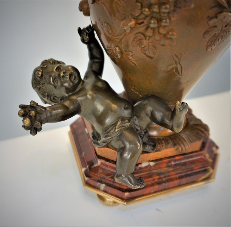 French, Bronze Sculpture Table Lamp by Auguste Moreau For Sale at 1stDibs