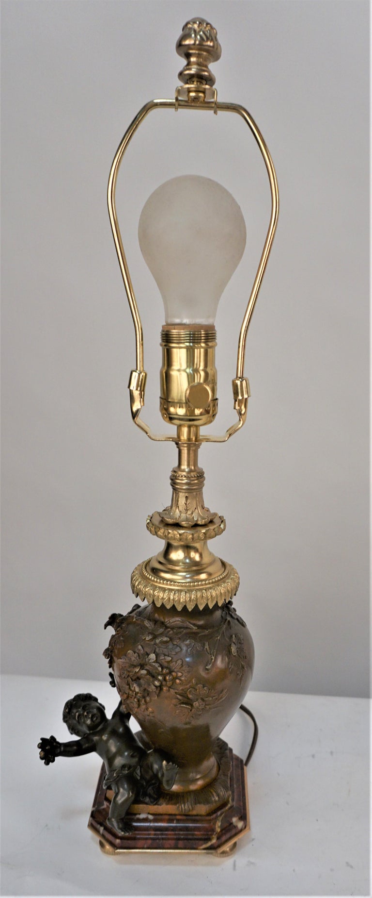 French, Bronze Sculpture Table Lamp by Auguste Moreau For Sale at 1stDibs
