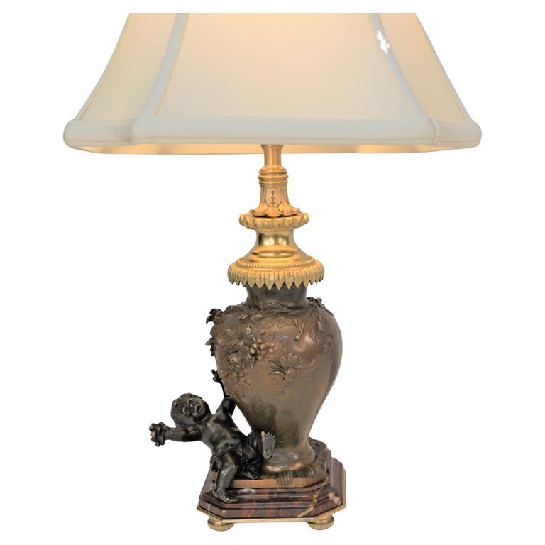 French, Bronze Sculpture Table Lamp by Auguste Moreau For Sale at 1stDibs