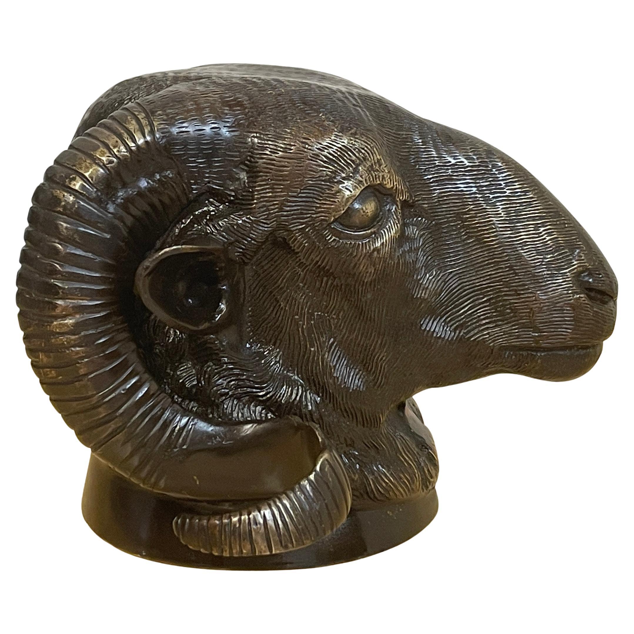 Bronze Sculpture of a Rams Head Skull For Sale at 1stDibs