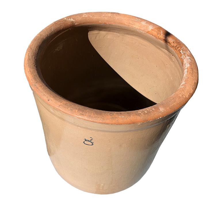 French Brown Ceramic Clay Cream Crock or Planter for the Garden with ...