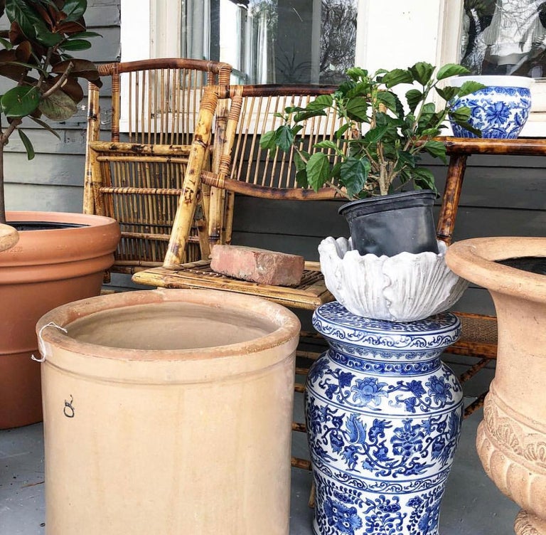 French Brown Ceramic Clay Cream Crock or Planter for the Garden with ...