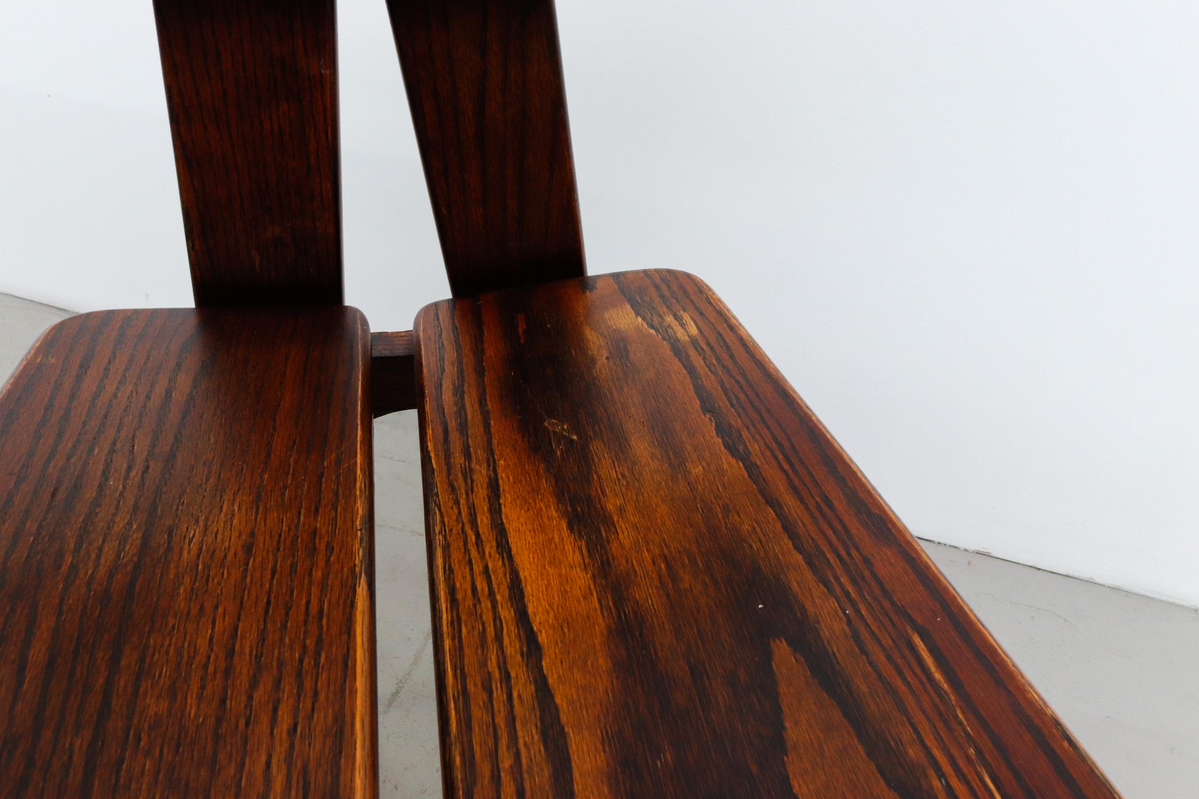 French Brutalist Heavy Oak Dining Set For Sale at 1stDibs