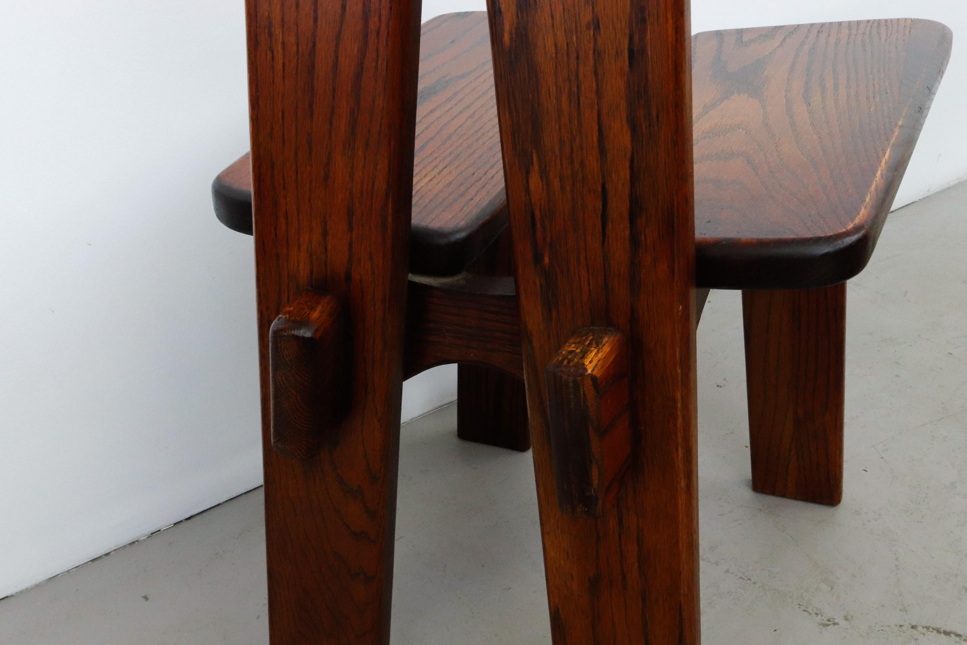 French Brutalist Heavy Oak Dining Set For Sale at 1stDibs