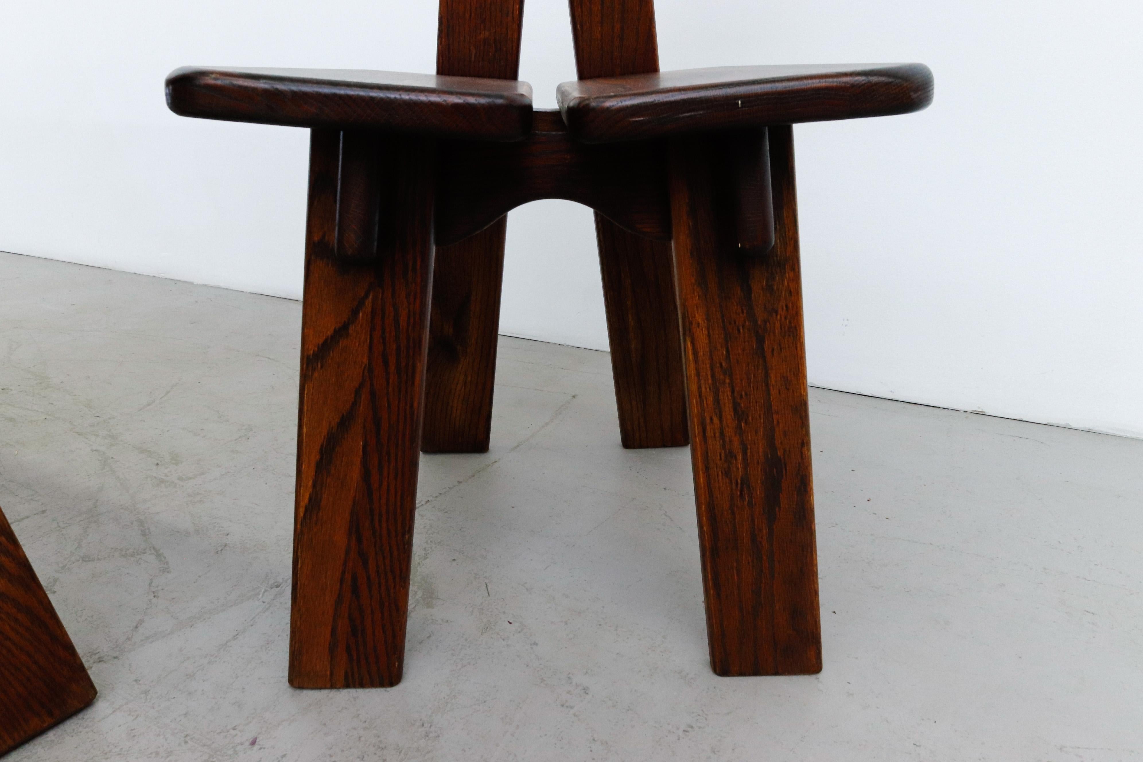 French Brutalist Heavy Oak Dining Set For Sale at 1stDibs