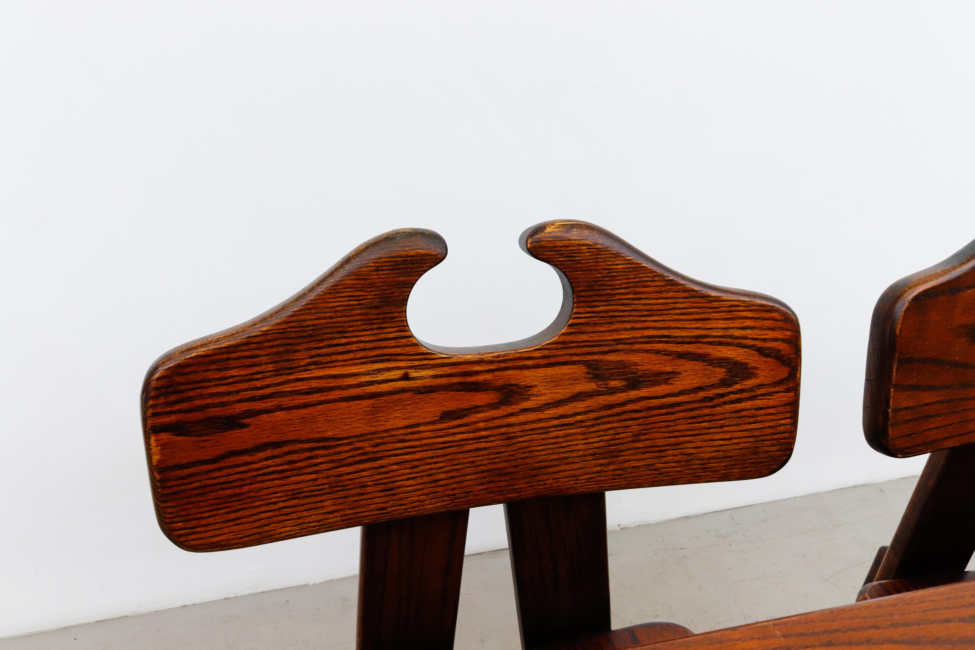 French Brutalist Heavy Oak Dining Set For Sale at 1stDibs