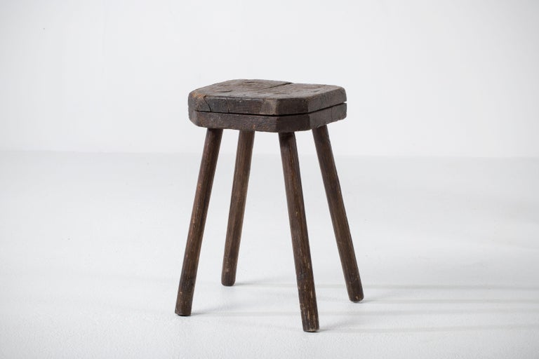 French Brutalist Stool For Sale at 1stDibs