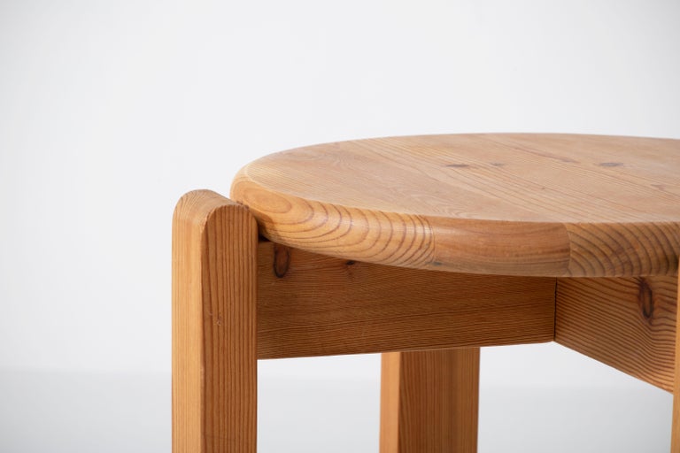 French Midcentury Pine Stool For Sale at 1stDibs