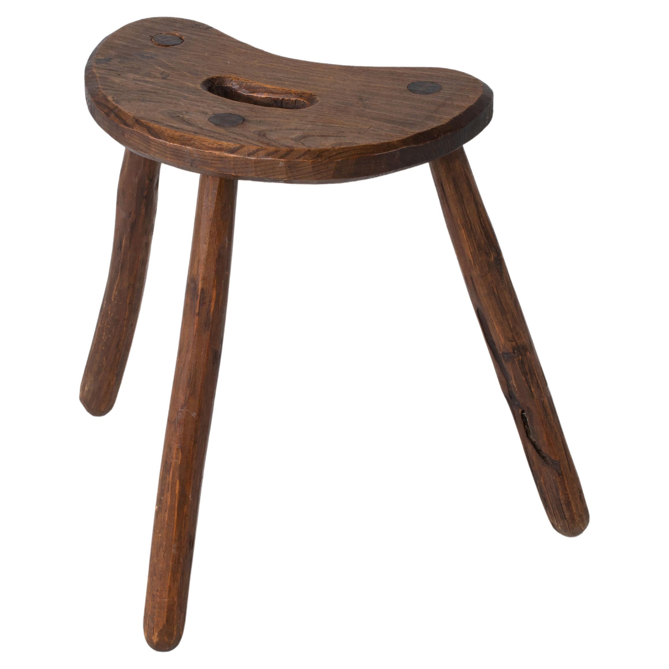 French Brutalist Tripod Stool at 1stDibs