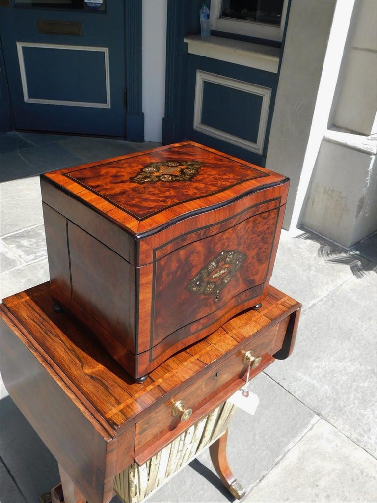 French Burl Walnut Ebony and Mother of Pearl Inlaid Tantalus with Bun ...