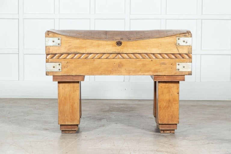 French Butchers Block on Original Stand, Beech, Brown, Early 20th ...