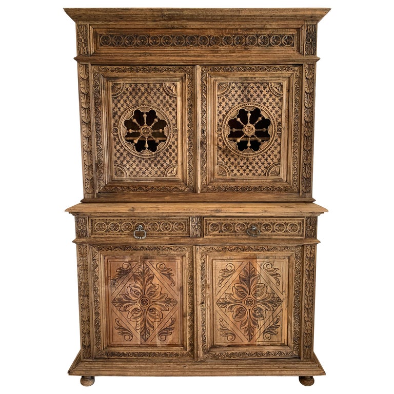 French Cabinet Deux-Corps Normandy Henry II Style Bleached in Walnut at ...