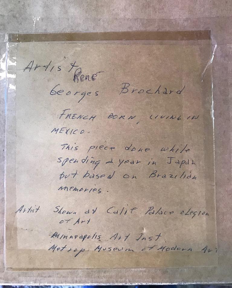 French Canadian Rene Georges Brochard Signed Block Print, 1967 at 1stDibs