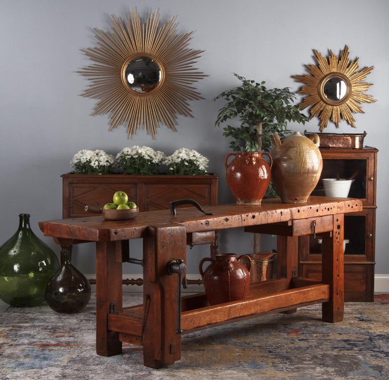 French Carpenter's Workbench in Beechwood, Dated 1919 at 1stDibs
