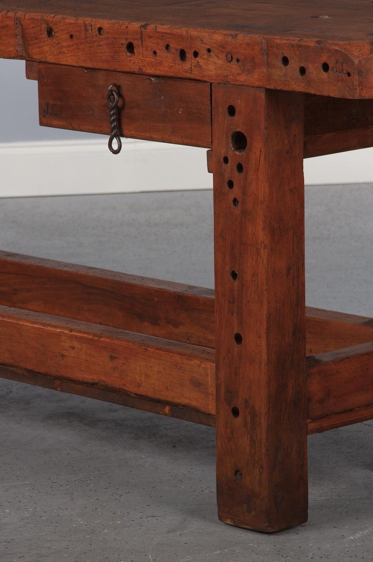 French Carpenter's Workbench in Beechwood, Dated 1919 at 1stDibs