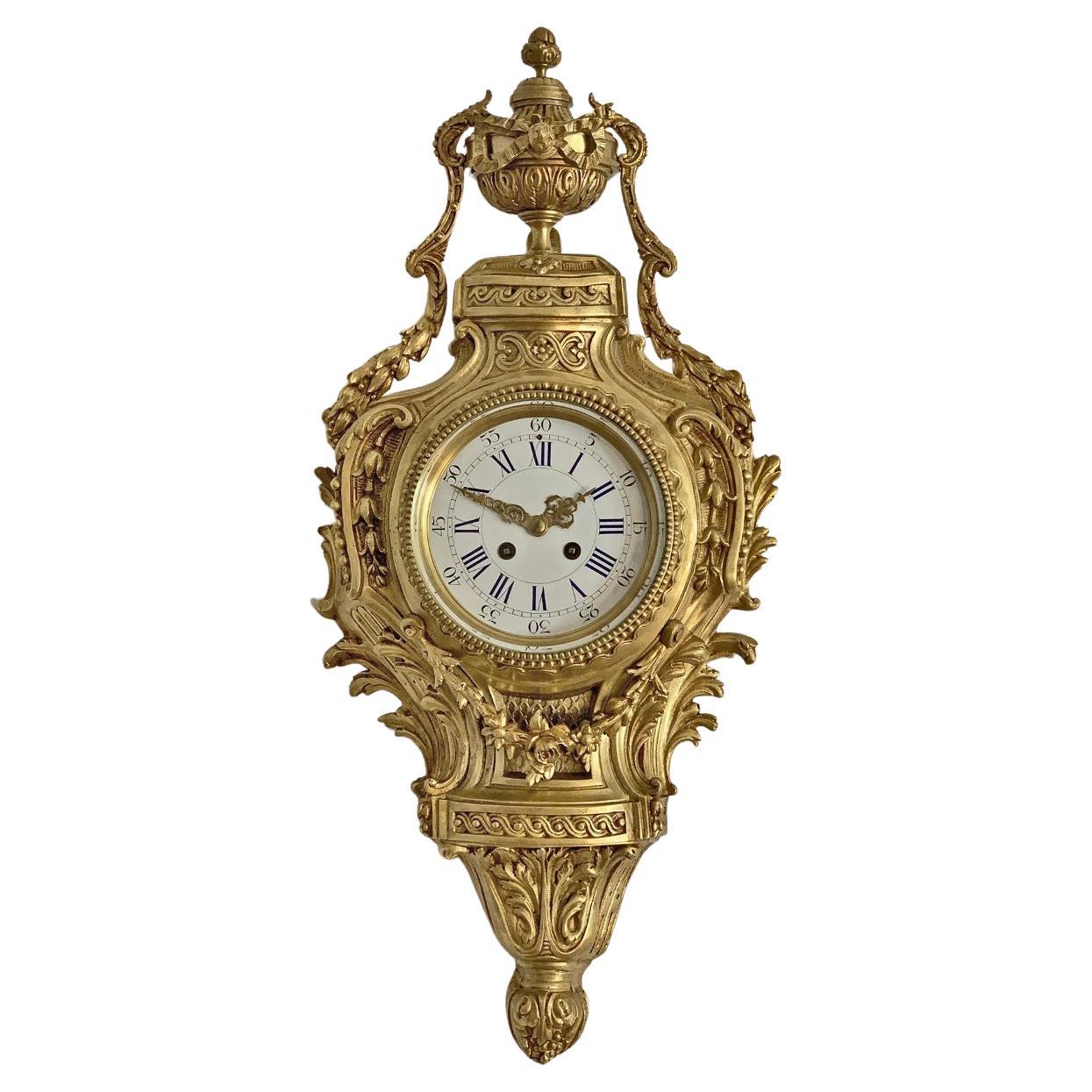 Victorian Clock with Cast Iron Face, Mother-of-Pearl Inlay and Floral ...