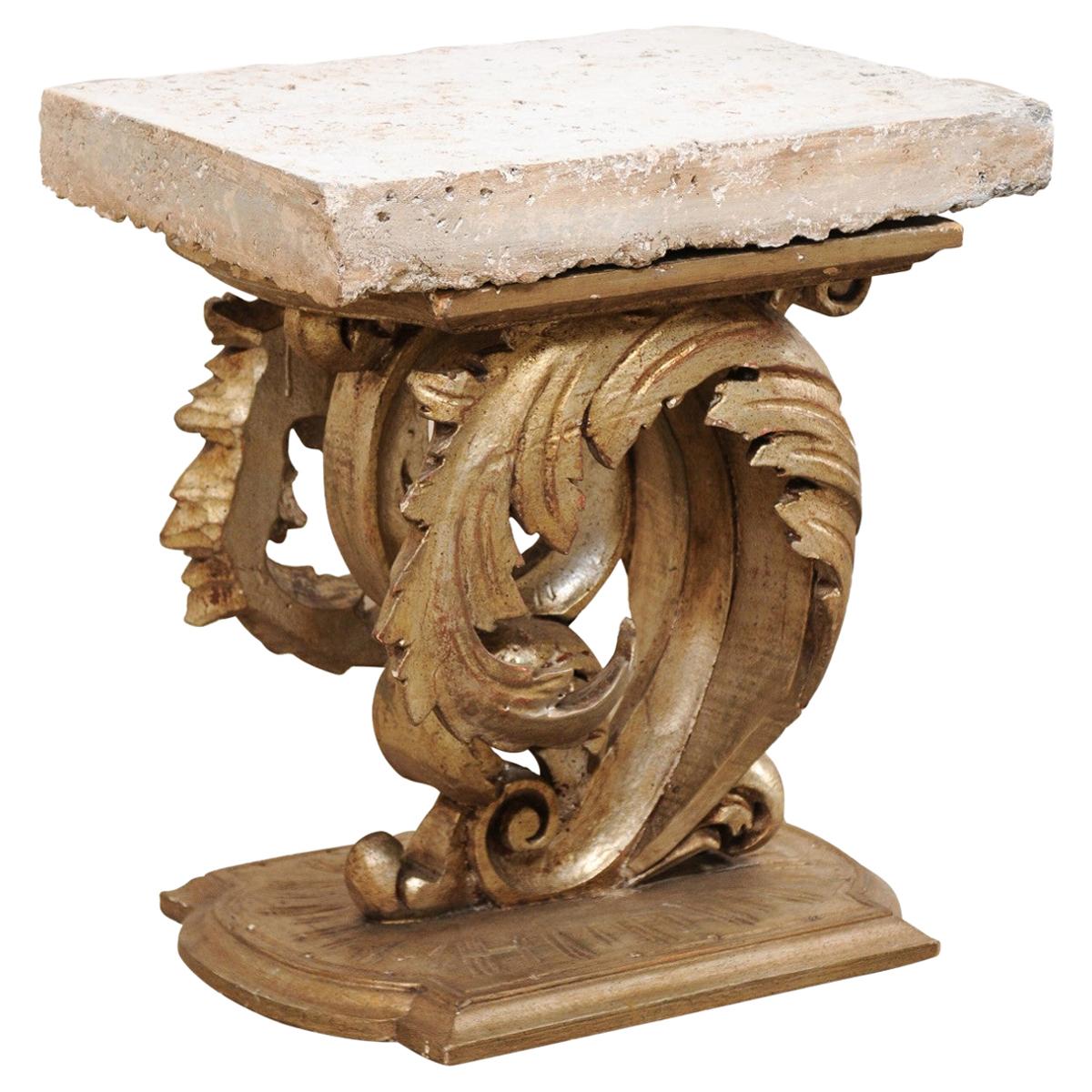 French Carved Acanthus Fragment Base Drinks Table with Fossilized Coral ...