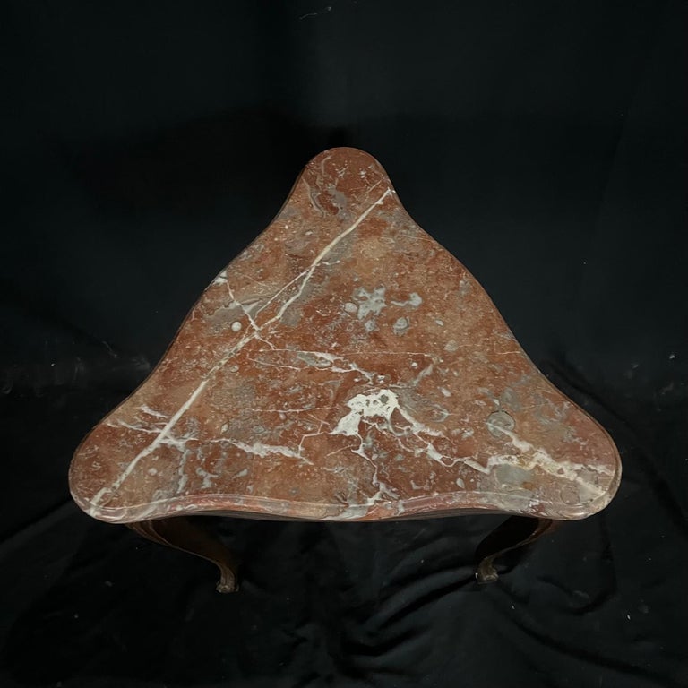 French Carved Louis XV Triangular Marble Top Side Table For Sale at 1stDibs